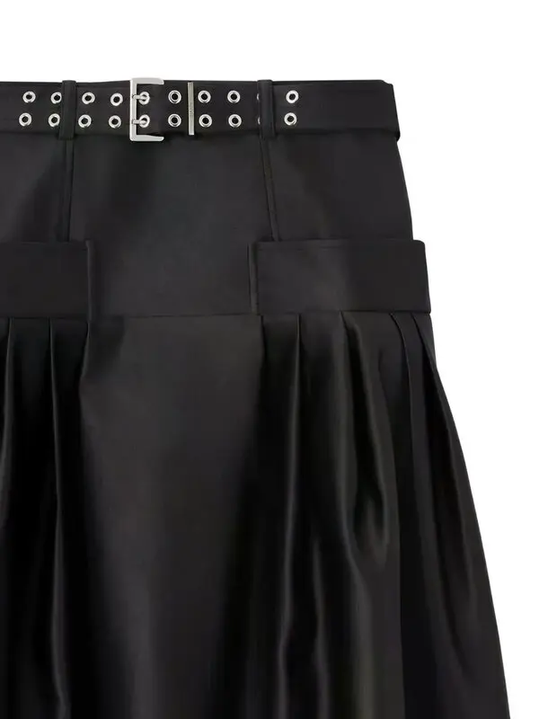 GANNI Belted Pleated Midi Skirt