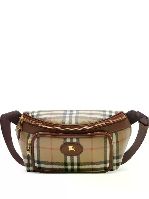 Burberry Check Cotton Belt Bag With Calf Leather Trim
