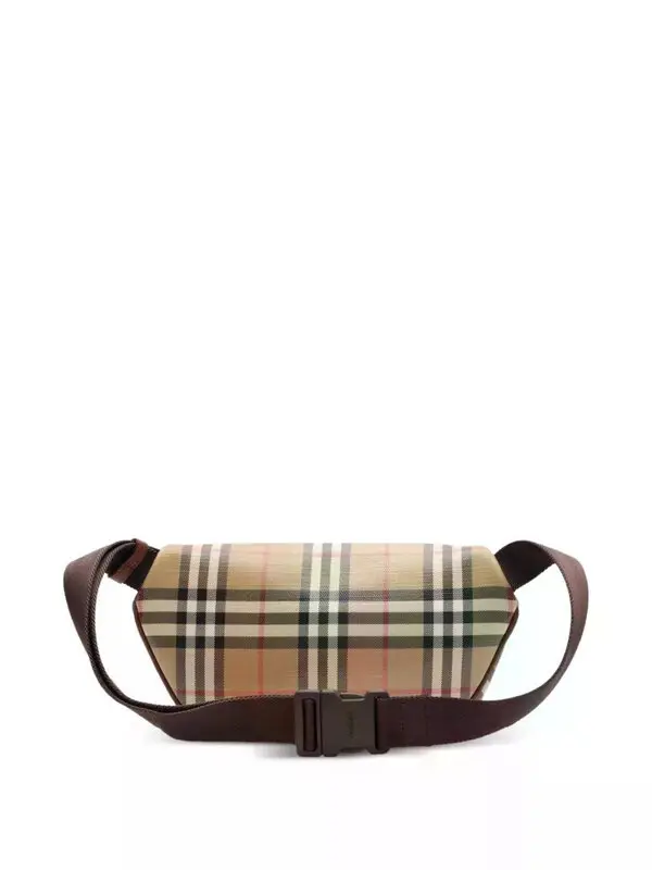 Burberry Check Cotton Belt Bag With Calf Leather Trim