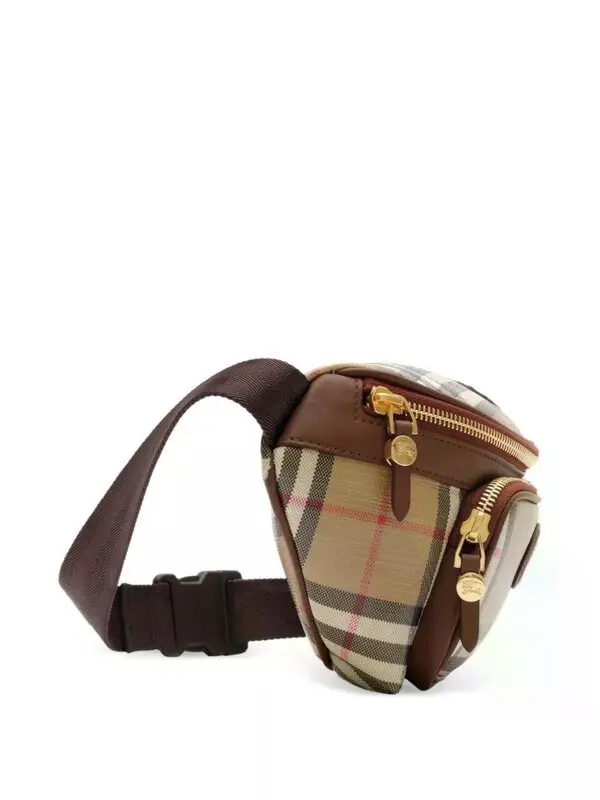 Burberry Check Cotton Belt Bag With Calf Leather Trim