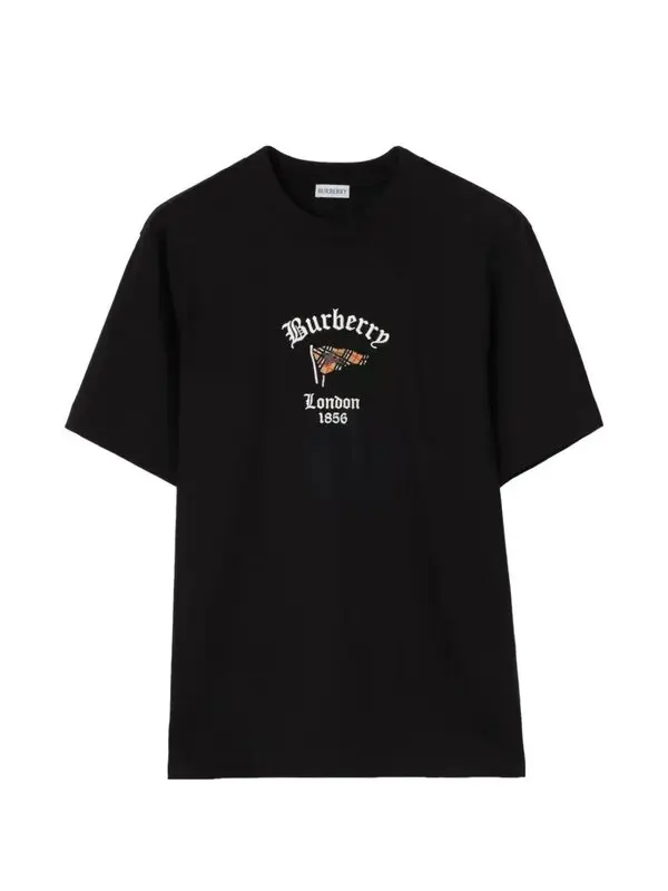 Burberry Check-flag Cotton T-shirt - Black