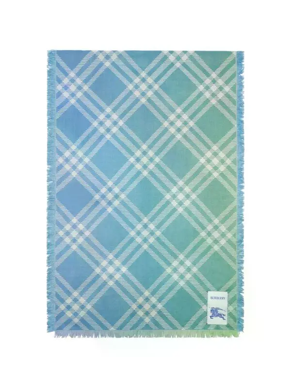 Burberry Gradient Check Wool Silk Scarf - Blue