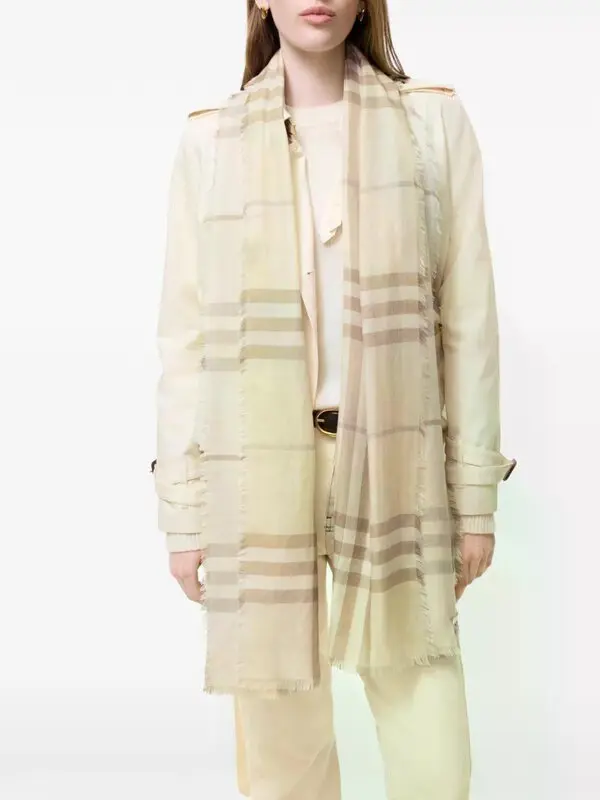 Burberry Wide Reversible Check Wool Silk Scarf