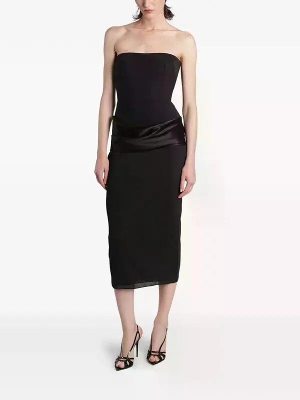 Alex Perry Strapless Midi Dress With Satin Trim - Black