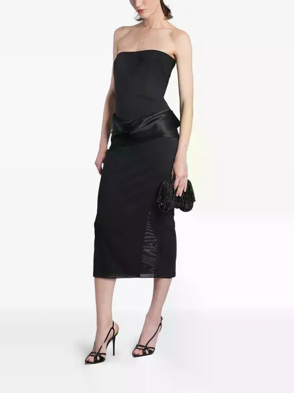 Alex Perry Strapless Midi Dress With Satin Trim