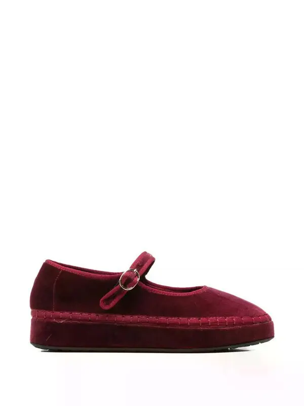 FLABELUS Double Lucrecia Velvet Mary Jane Shoes - Red