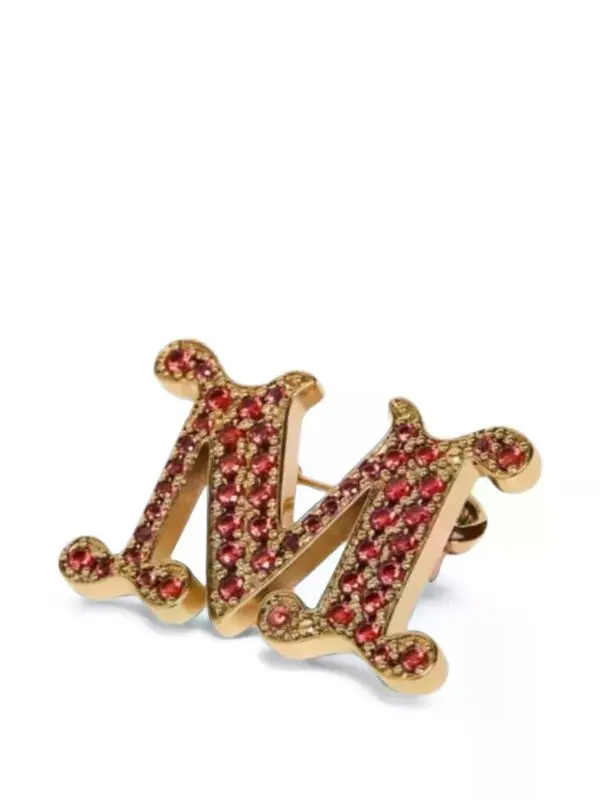 Max Mara Crystal-embellished Logo-plaque Brooch