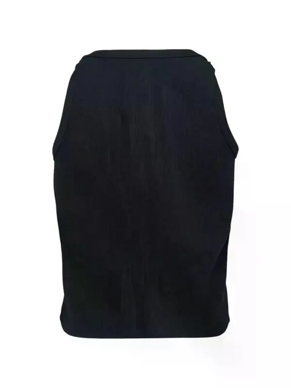 We11Done Ribbed Logo Print Top - Black