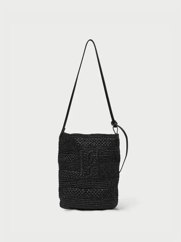 BY MALENE BIRGER Mirabellee Straw Bucket Bag - Black