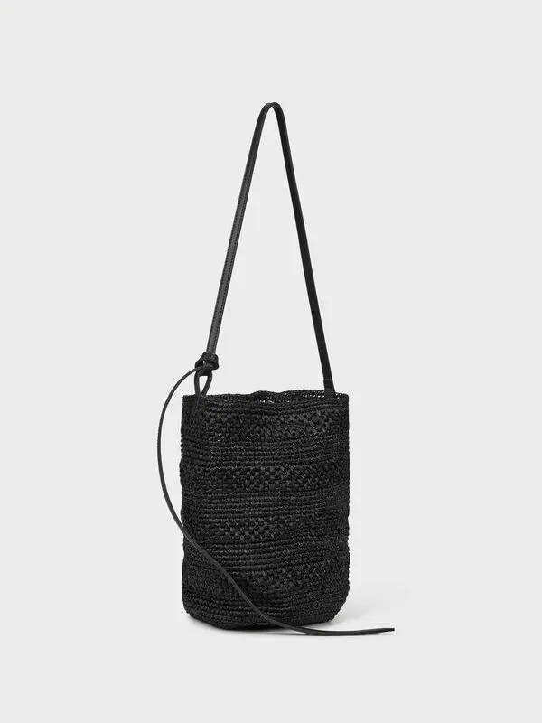 BY MALENE BIRGER Mirabellee Straw Bucket Bag - Black