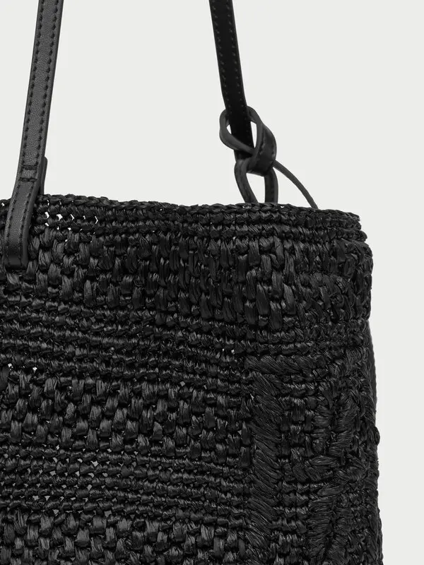 BY MALENE BIRGER Mirabellee Straw Bucket Bag - Black
