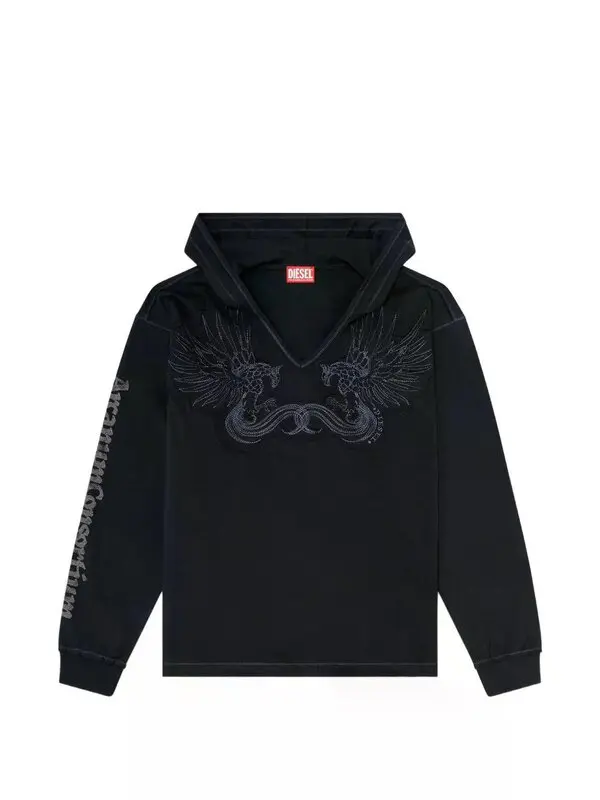 DIESEL® Embroidered Patch V-neck Hoodie