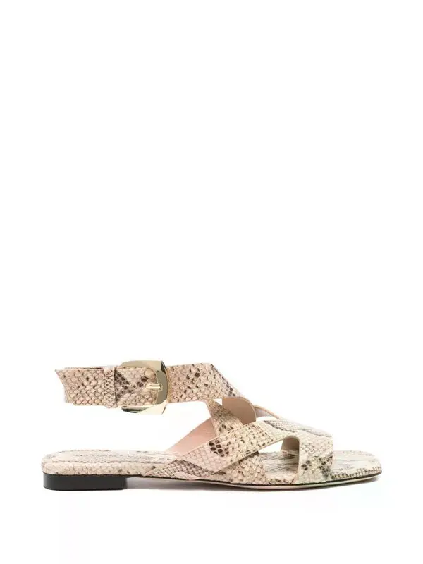 STUART WEITZMAN Snakeskin-effect Buckled Sandals