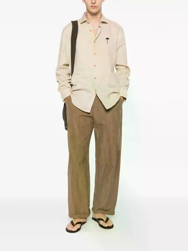 Palm Angels Logo-embroidered Linen Shirt