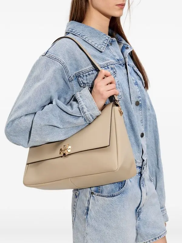 Tory Burch Charlie Large Leather Shoulder Bag - Grey
