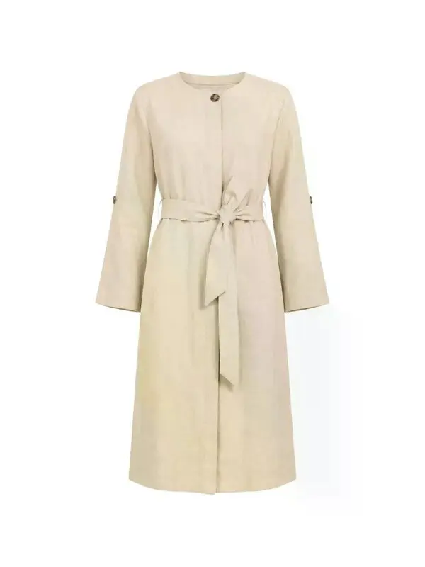 Max Mara Belted Linen Midi Dress