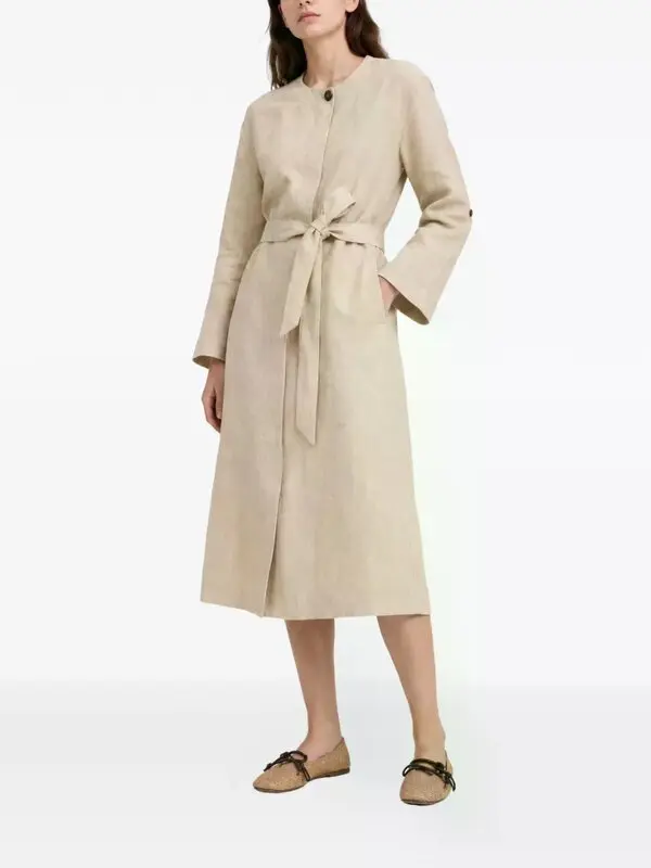 Max Mara Belted Linen Midi Dress