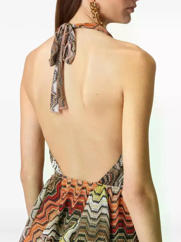 Missoni Zig-zag Halterneck Ruffled Mini Dress
