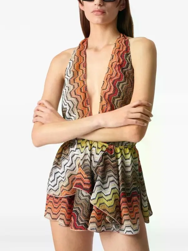 Missoni Zig-zag Halterneck Ruffled Mini Dress