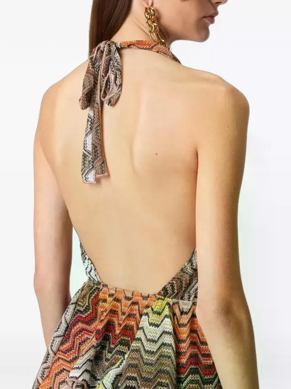 Missoni Zig-zag Halterneck Ruffled Mini Dress