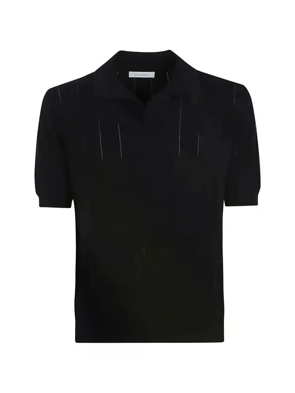 CRUCIANI Pointelle-knit Polo Shirt