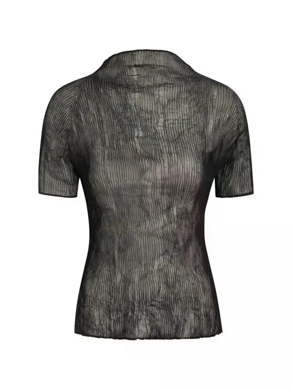 Issey Miyake Plissé-effect T-shirt - Black