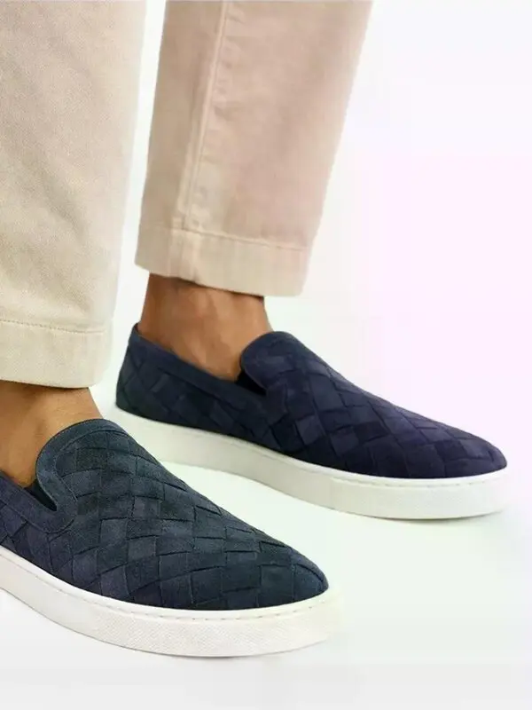POCHE PARIS Woven Suede Loafers