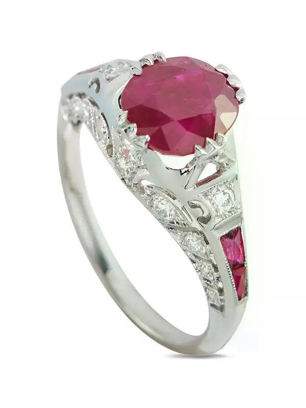 LB EXCLUSIVE 18k White Gold Ruby And Diamond Ring - Silver