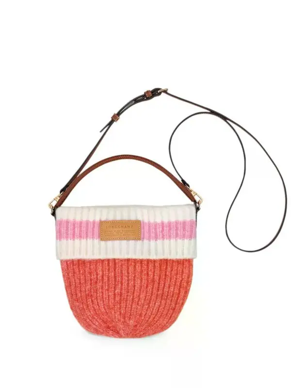 Longchamp Le Pliage Ribbed-knit Crossbody Bag - Orange
