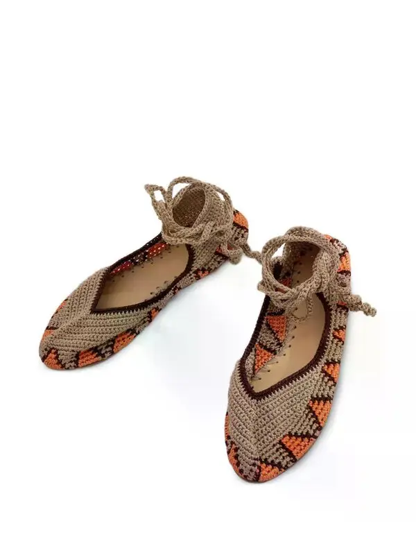 SLO_HAND_MADE Crochet Lace-up Ballet Flats