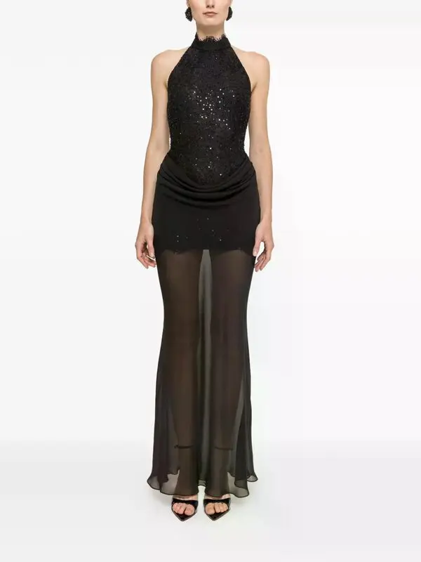 NISSA Sequin Embellishment Maxi Dress