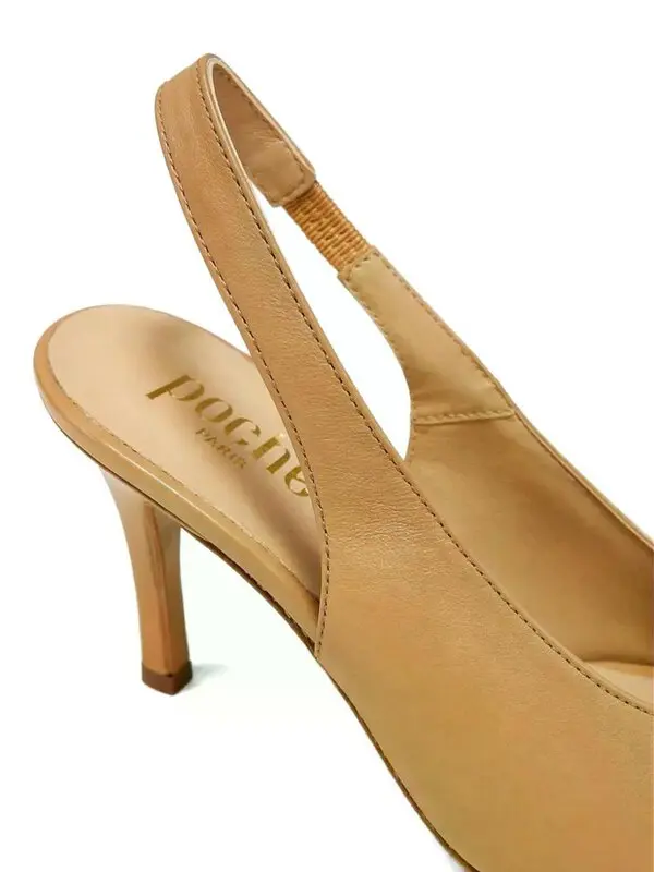 POCHE PARIS Beige Leather Pointed-toe Mules