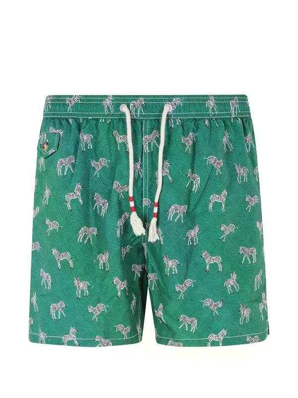 MC2 SAINT BARTH Zebra Print Swim Shorts - Green