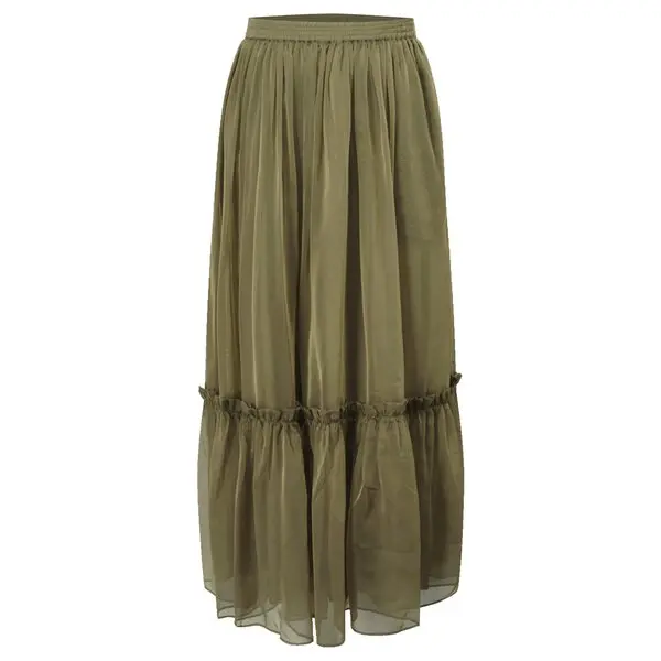 SMART AND JOY Maxi Skirt With Ruffles And Elastic Waistband - Green