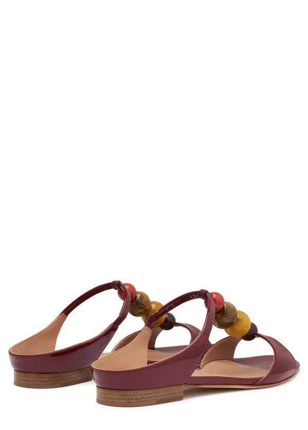 MALONE SOULIERS Lena Beaded Leather Flat Sandals