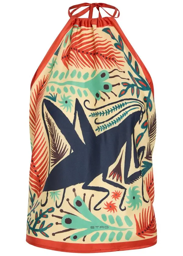 Etro Printed Silk Triangle Top - Multicoloured