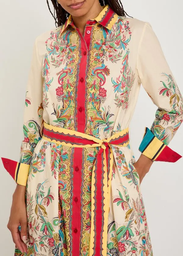 Etro Printed Belted Cotton-poplin Midi Shirt Dress - Multicoloured