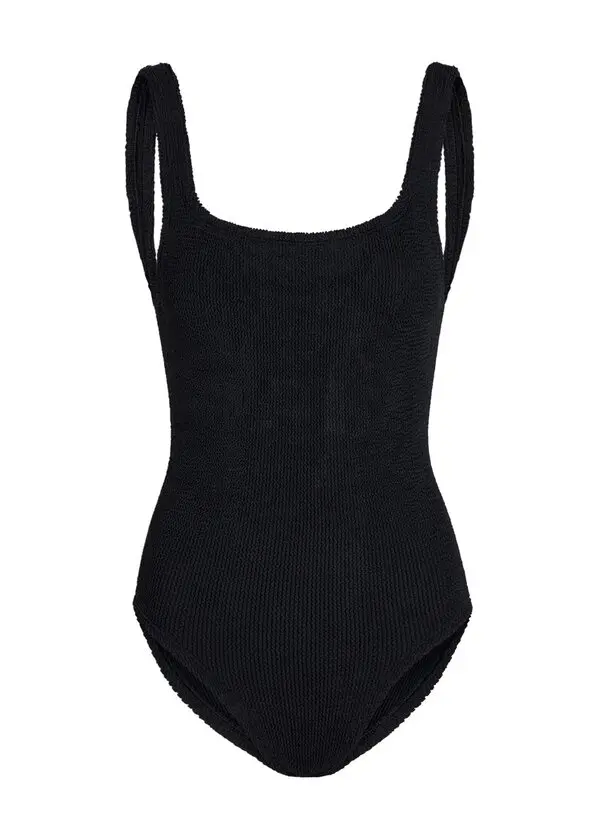 Hunza G Square-neck Crinkle Swimsuit - Black