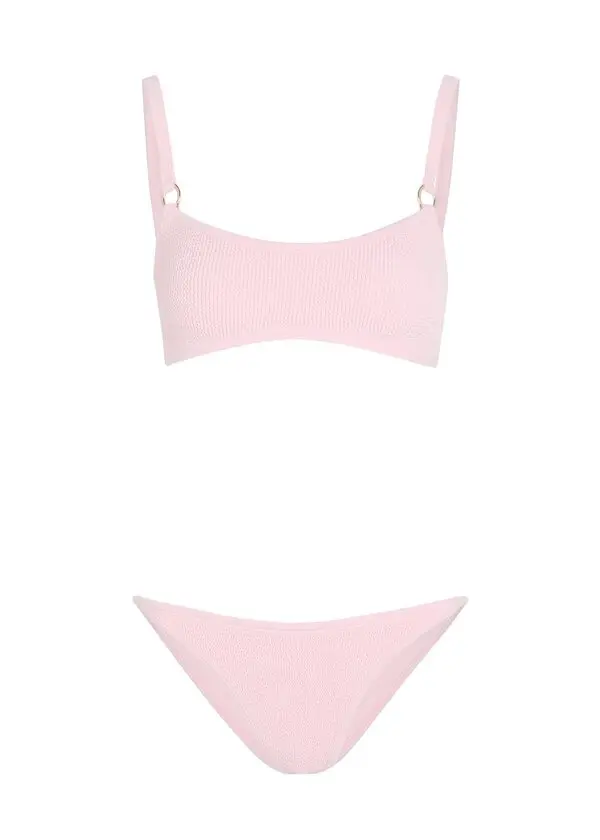 Hunza G Iris Bikini With Gold Hoop Detail - Light Pink