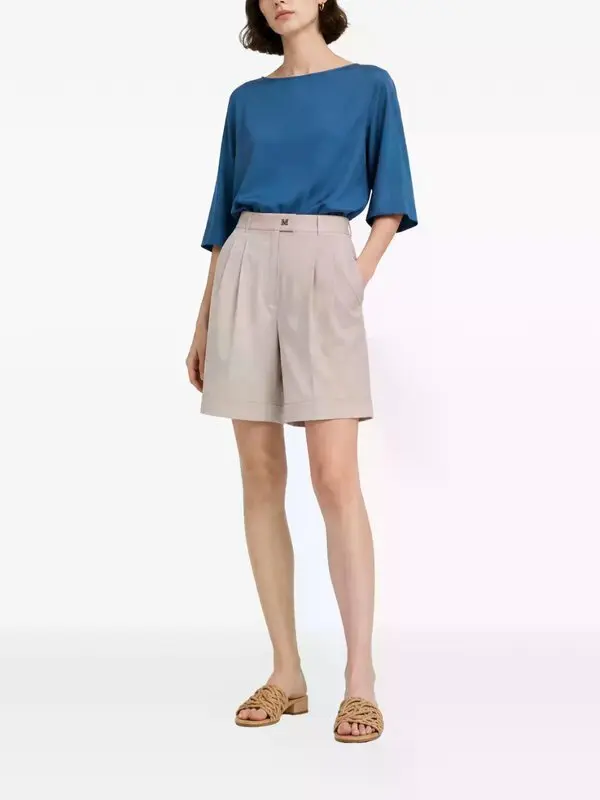 Max Mara Logo Plaque Pleated Shorts