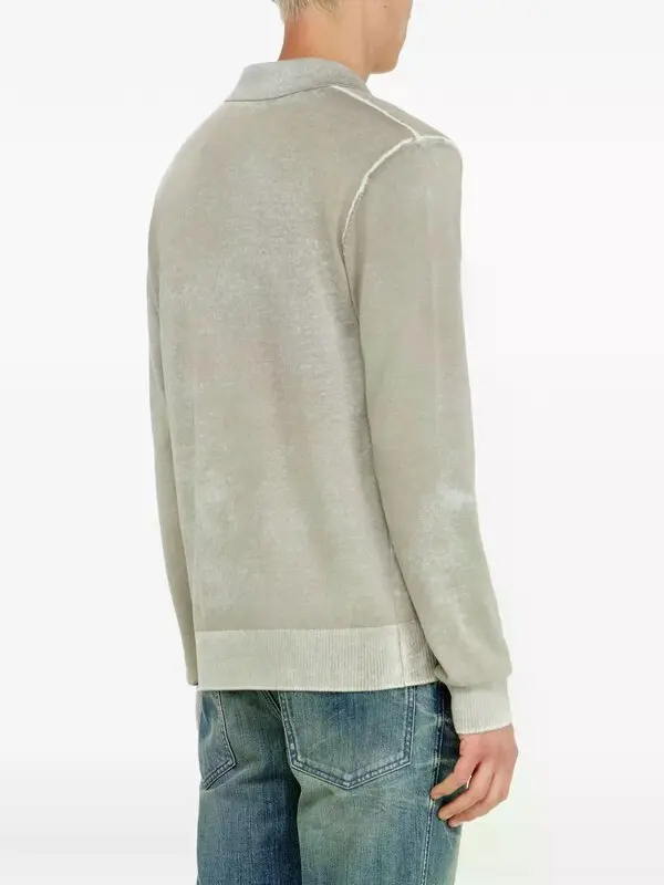 DIESEL® Cotton Faded Effect Polo Sweater