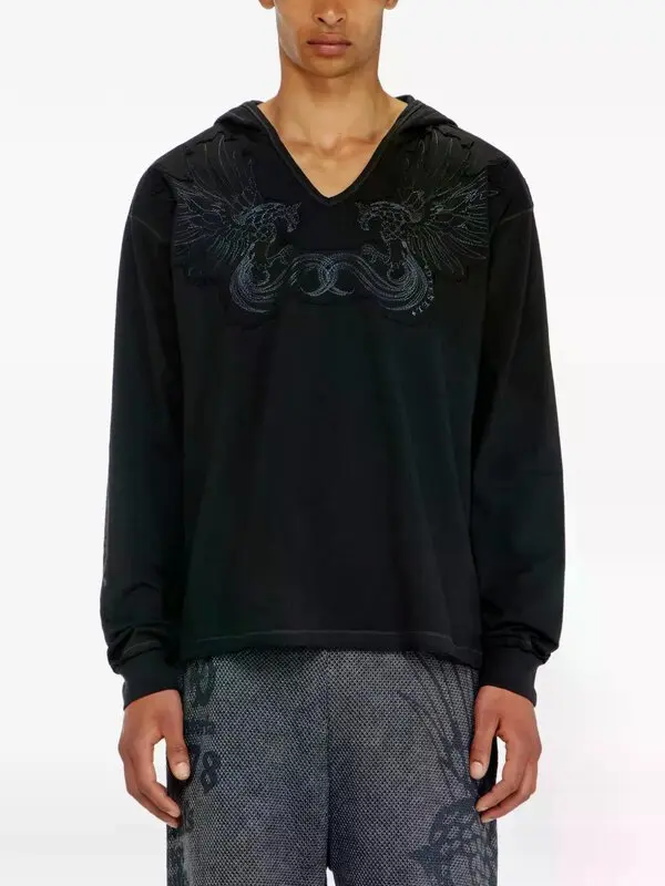 DIESEL® Embroidered Patch V-neck Hoodie