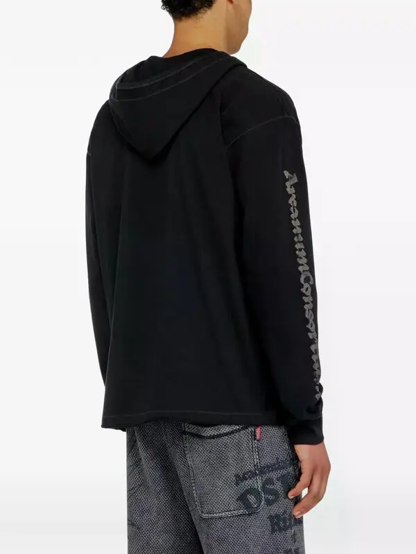 DIESEL® Embroidered Patch V-neck Hoodie