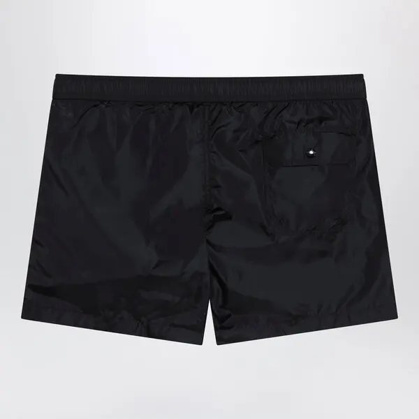 Moncler Swim Shorts With Logo Patch - Black