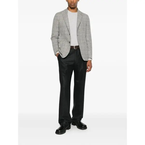 Tagliatore Grey And Green Prince Of Wales Check Virgin Wool Blazer - Gray