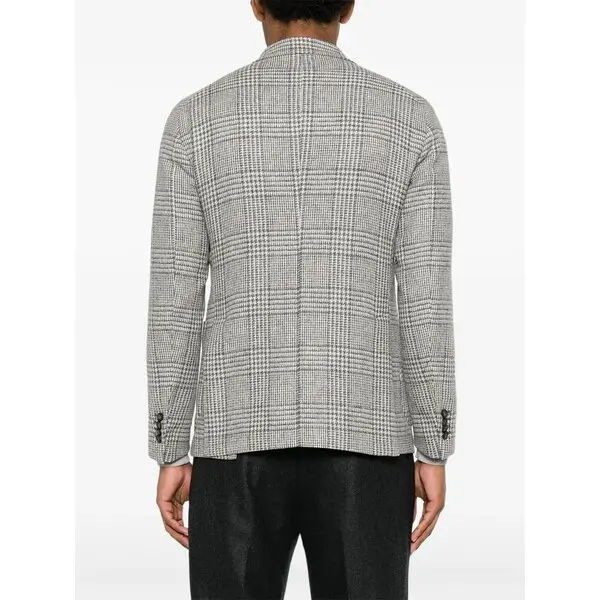 Tagliatore Grey And Green Prince Of Wales Check Virgin Wool Blazer - Gray