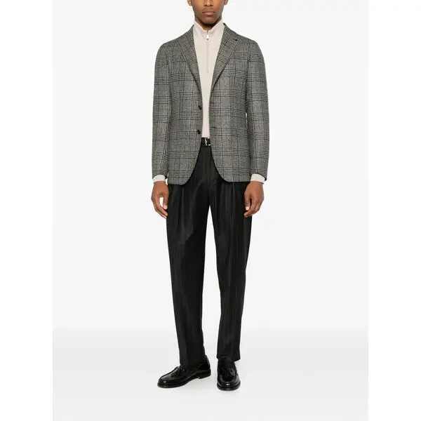 Tagliatore Grey Pinstripe Tailored Wool Trousers