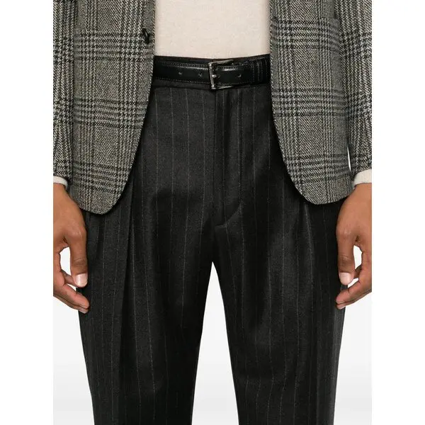 Tagliatore Grey Pinstripe Tailored Wool Trousers