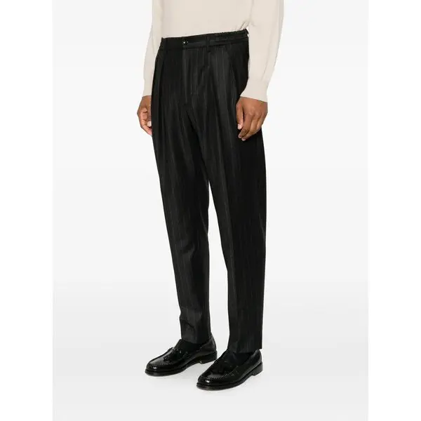 Tagliatore Grey Pinstripe Tailored Wool Trousers