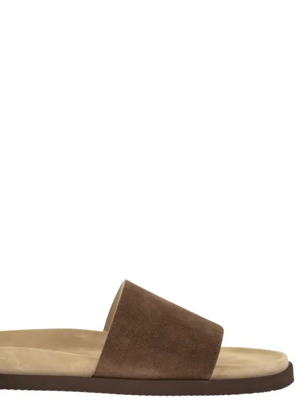 Brunello Cucinelli Flat Suede Sandals - Brown
